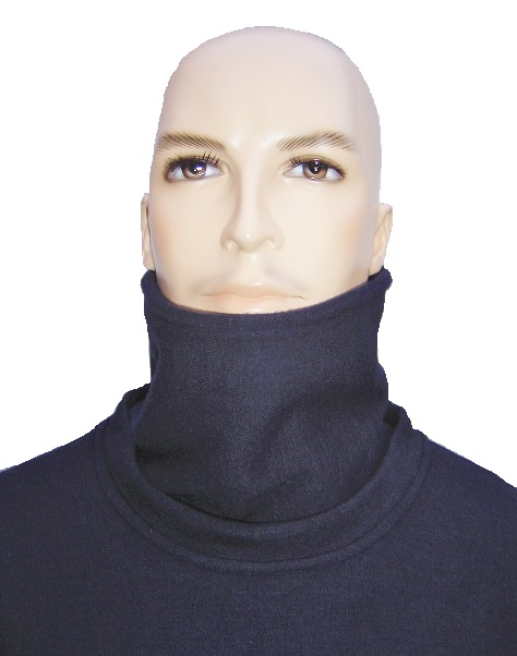 Blue fire-resistant, cut-resistant and stab-resistant tall turtleneck